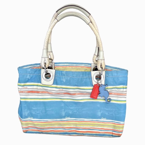 Coach | Bags | Coach Nautical Beach Tote Bag Rope Shoulder Purse ...